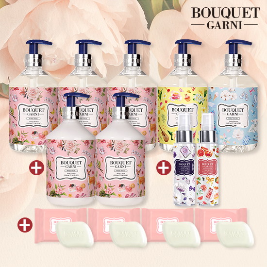 [lotteimall] ★풀세트★ 부케가르니 바디워시 520ml x 5개 + 바디로션 520ml x 2개 + 바디미스트 80ml x 2개 + 비누 100g x 4개 ...
