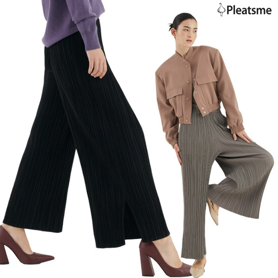 [hmall] 플리츠미 24FW 세미 와이드 슬릿 플리츠 팬츠 12945664 | 홈쇼핑모아