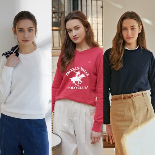 [hnsmall] [비버리힐즈폴로클럽] 24SS 여성 코튼 플레인 니트 3종 null | 홈쇼핑모아