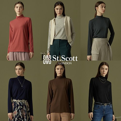 [hnsmall] [St.Scott] 세인트 23FW 모달 피치 기모 모크넥 티셔츠 6종 12347006 | 홈쇼핑모아